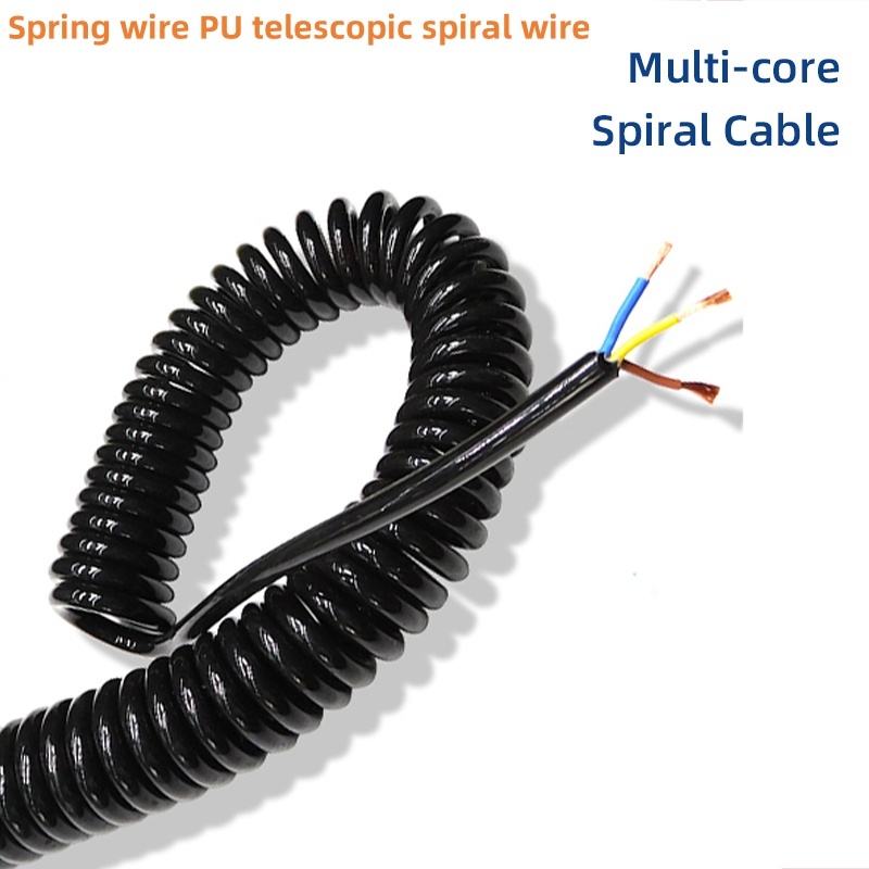Spring wire PU telescopic spiral wire 2-core 3-core 4-core 6-core 8 ...