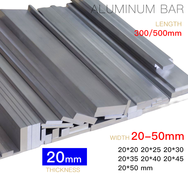 FUYI Aluminium Solid Square Bar 20mm thickness 300mm 500mm length High ...