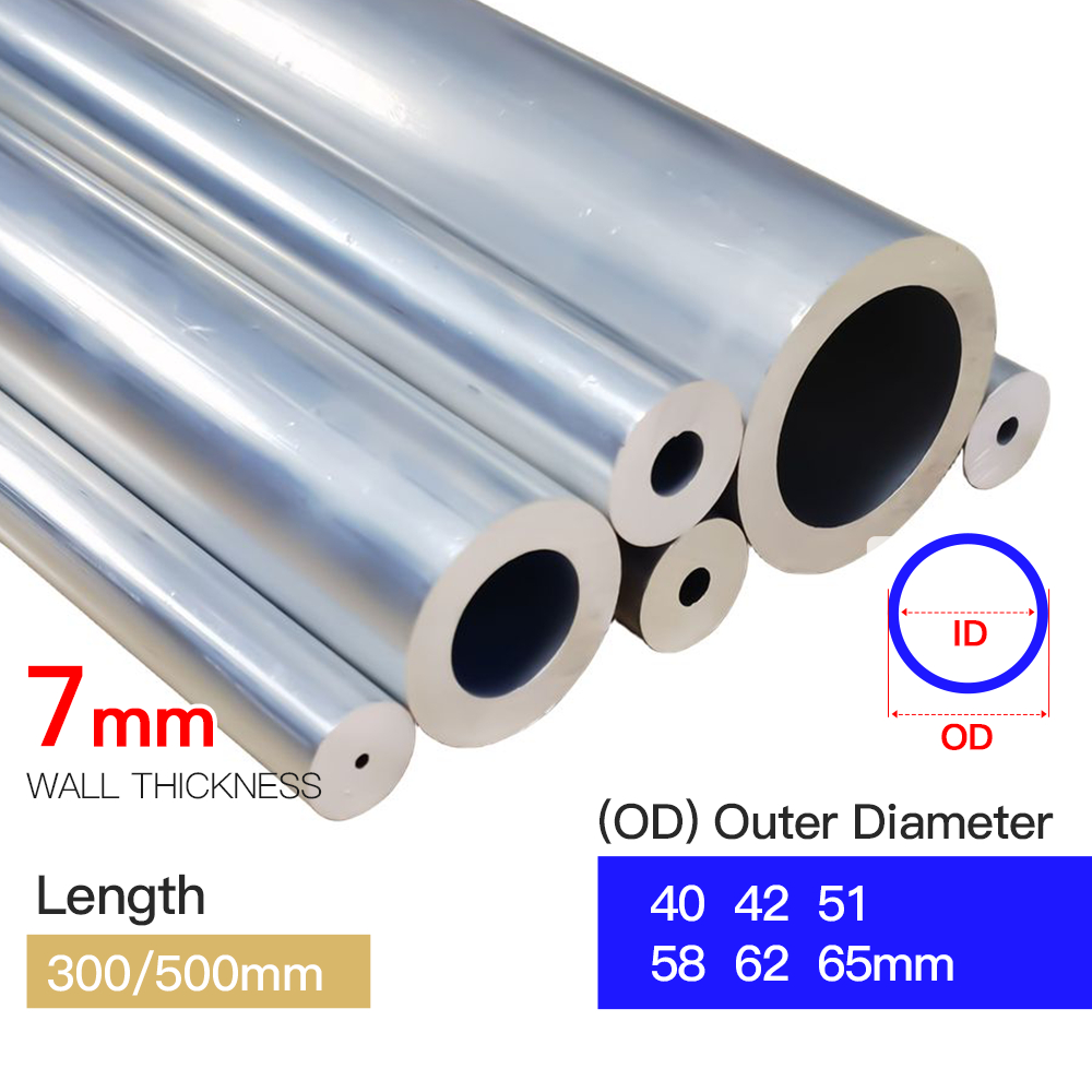 Aluminum tube 7mm wall thickness pipe 40-65mm OD Straight 300mm 500mm ...