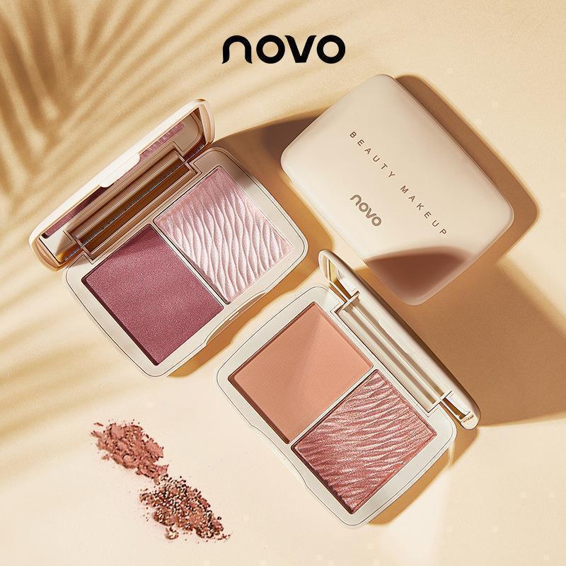 NOVO 5337 face Brightening Contour Powder Blush Highlighter 2 In 1 ...