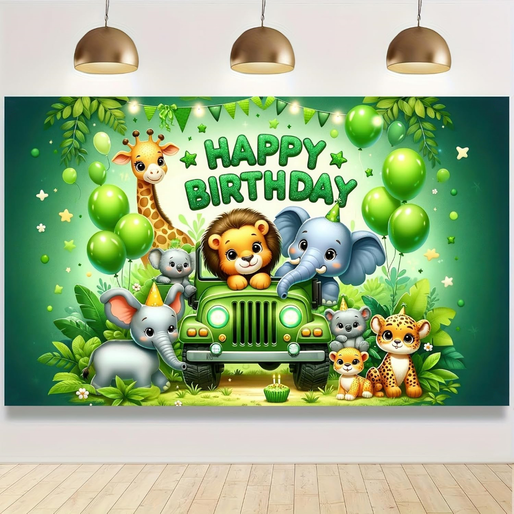 5x3ft Wild Animal Birthday Party Photography Backdrop Jungle Animal ...
