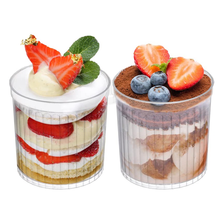 160 ml Plastic Dessert Cups Round Disposable Dessert Cup Pudding Sauce ...