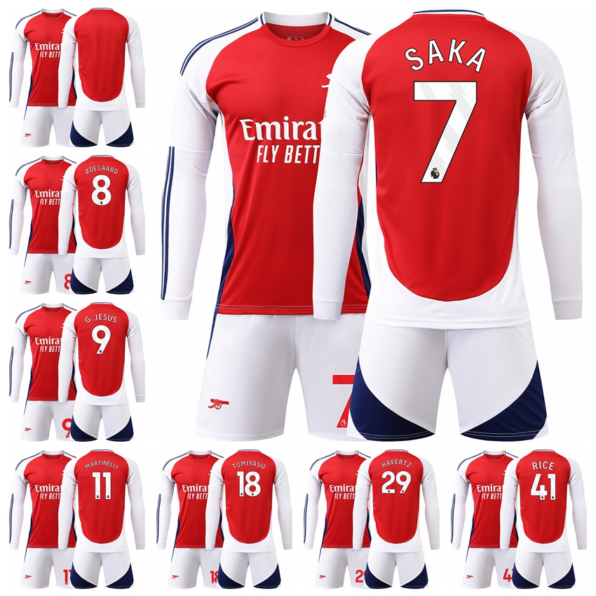 2024-25 Season Arsenal Home Long Sleeve Football Adult Kids Jersey Kit ...