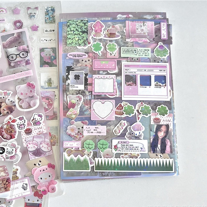 5pcs Cute Glitter Laser Y2K Sticker for Phone Camera Journal Sticker ...