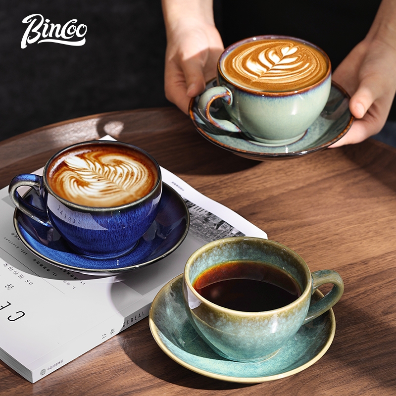 Bincoo Coffee Cup Ceramic Retro Pulling Flower Plate (300ml) | Shopee ...