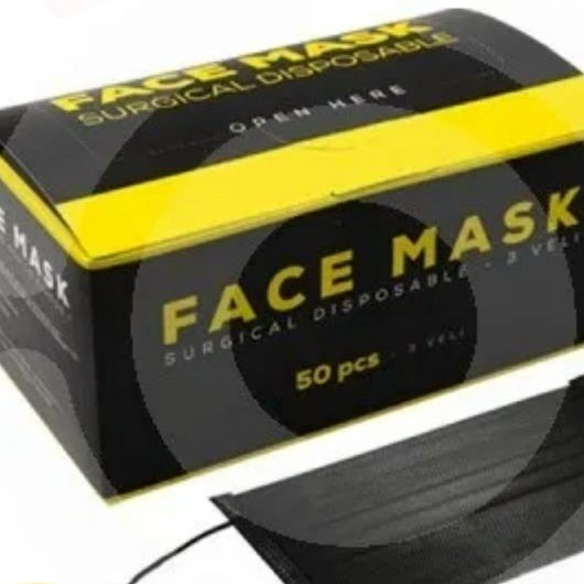 Black adult mask black face mask 3ply 50pcs Black Mask (with box ...