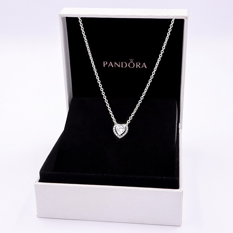 (Duty Free) Pandora Noble Heart 925 Silver Necklace Clavicle Chain ...