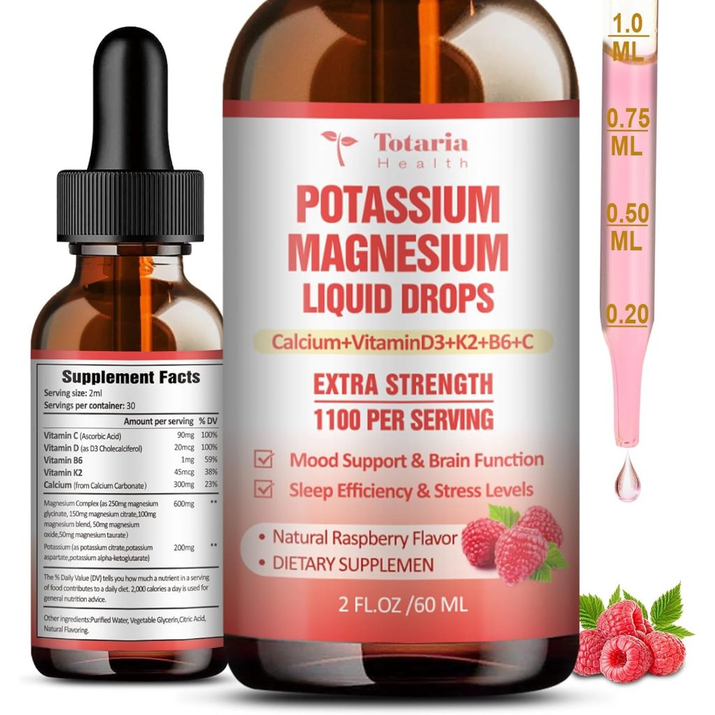 Totaria Potassium Magnesium Liquid Drops Supplement Potassium 200mg ...