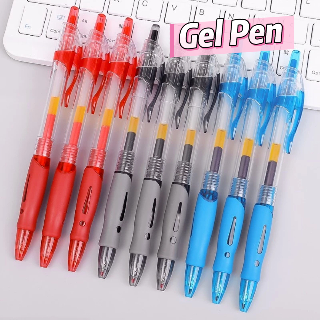 M&P Gel Pen 0.5mm Press Pen Black Red Blue Ink Signature Pen Writing ...
