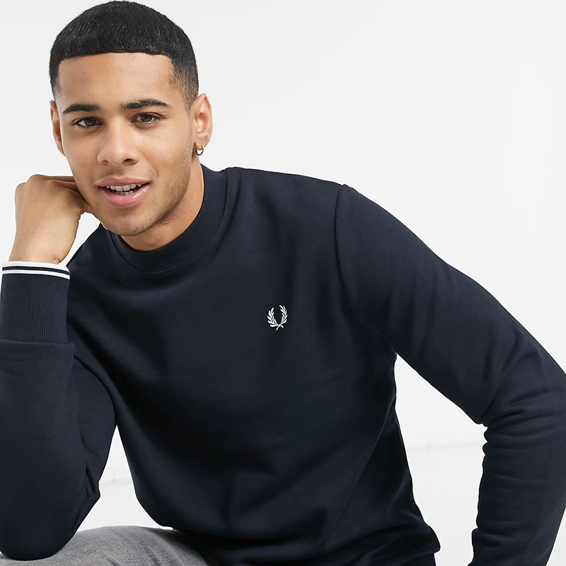 FredPerry Original Men's Top Long Sleeve Twin Tipped Crew Neck Sweatshirt | Shopee Malaysia