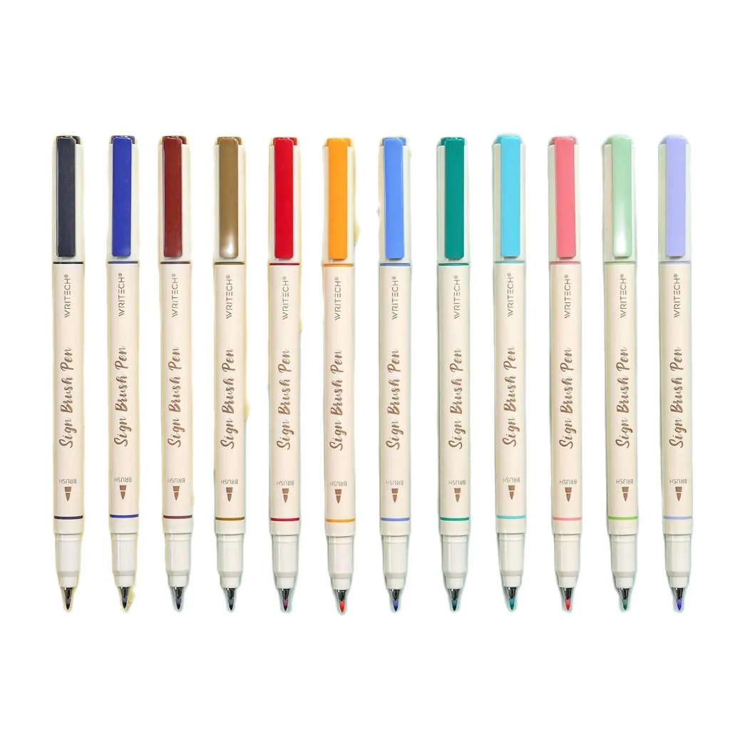 Kit 12 Colors Soft Brush Sign Pen Calligraphy Pen for Bullet Journal ...