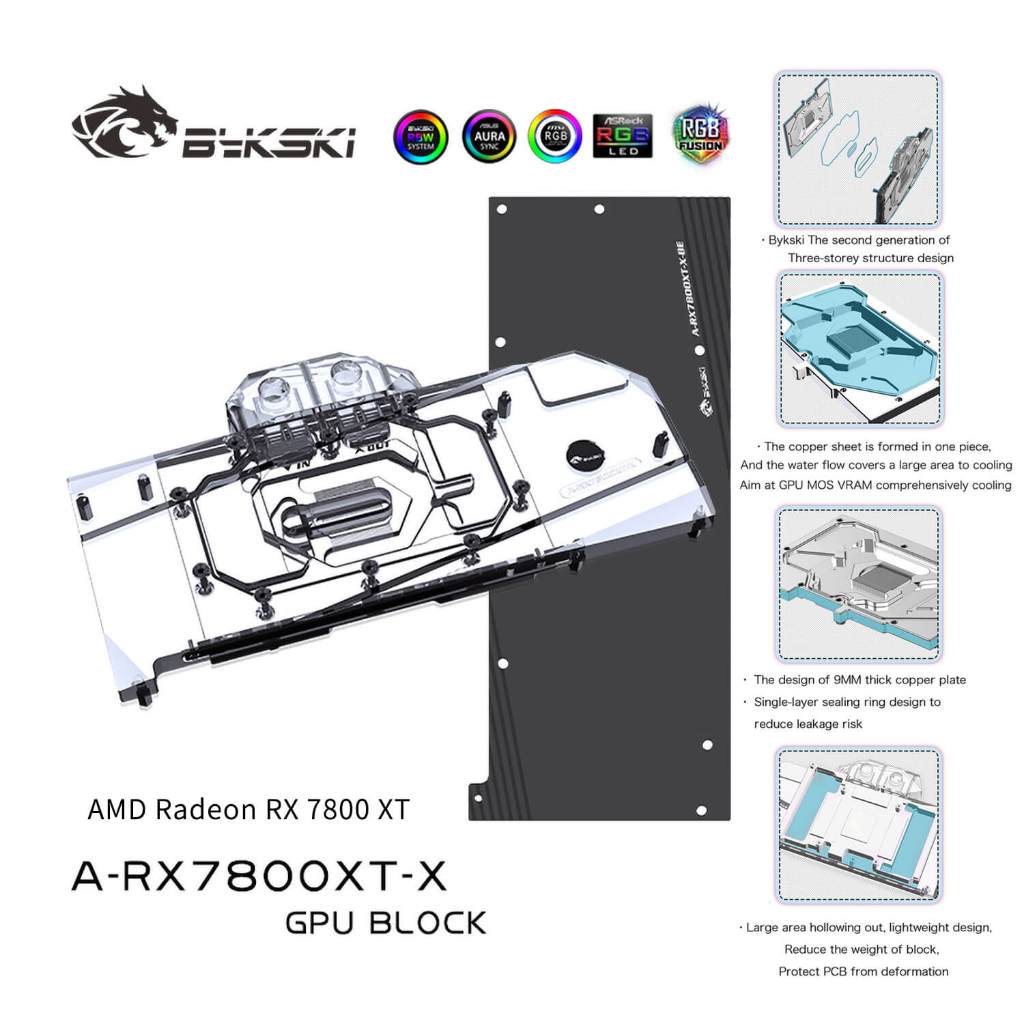 Bykski Full Coverage GPU Water Block and Backplate For AMD Radeon RX ...