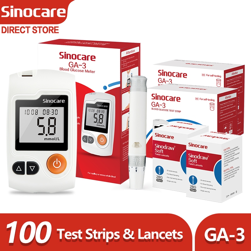 Sinocare GA-3 Blood Glucose Meter With 100pcs Test Strips 100 pcs ...