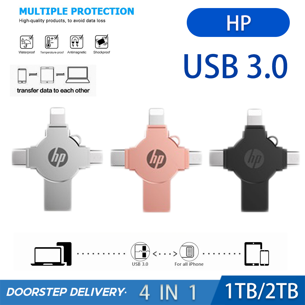 HP 2TB 1TB 4-in-1 flash drive USB 3.0 Memory Stick OTG Pendrive Fast ...
