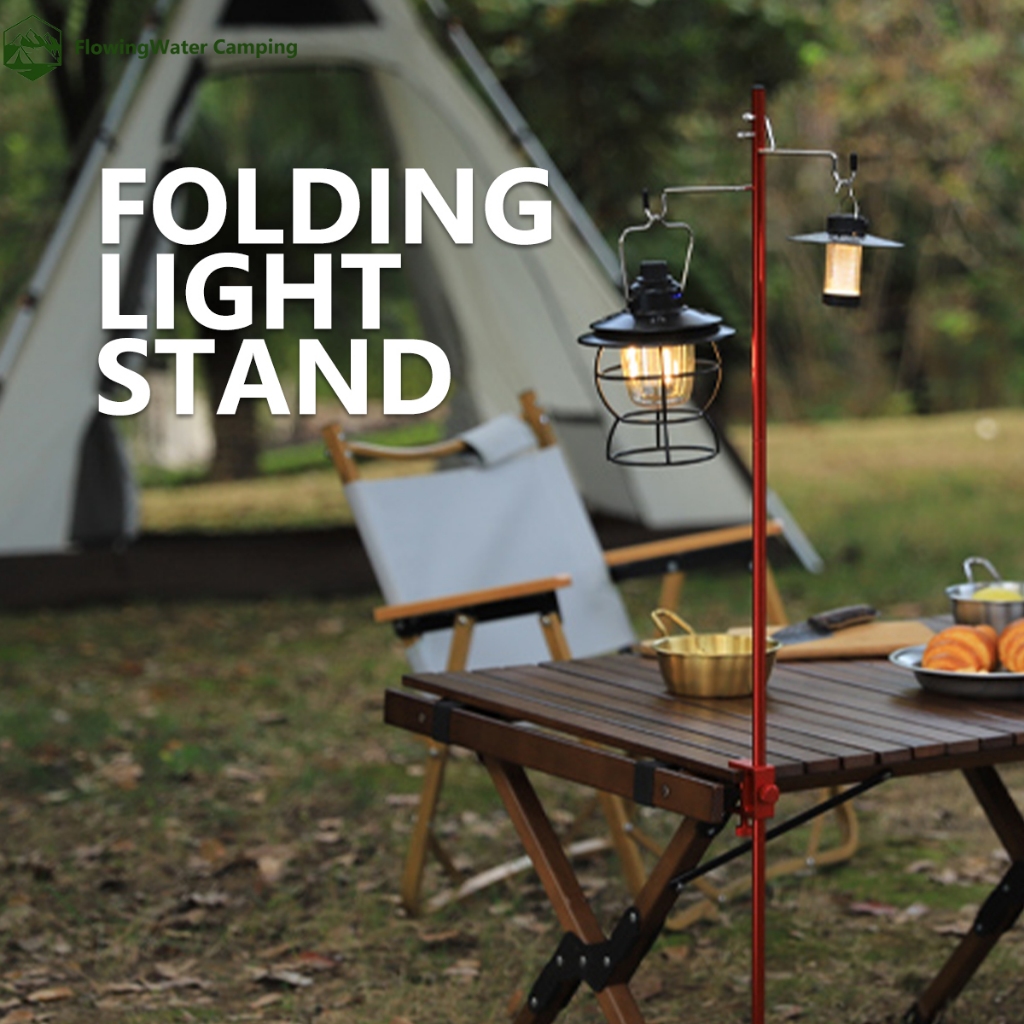 Outdoor lightweight camping pole /table stand, with two foldable ...