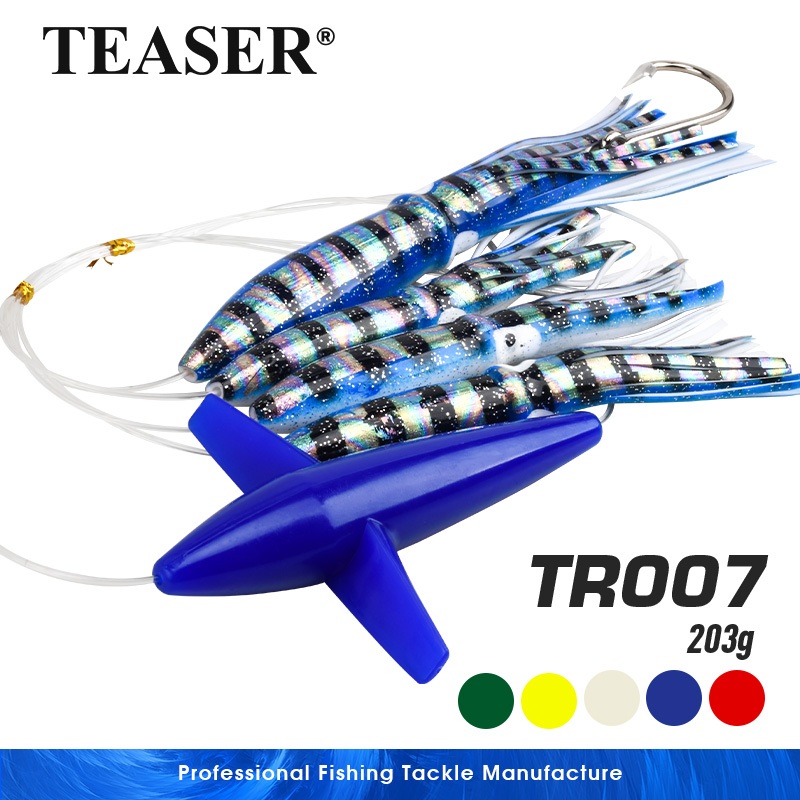 TEASER【TR007】1PC UV Deep Sea Trolling Tandem Fishing Lures With 3Pcs ...