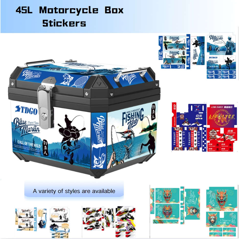45L Motorcycle Box Stickers Moto Top Box Stickers Paint Waterproof ...