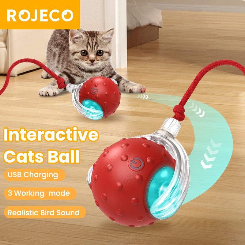 ROJECO Cat Rolling Ball Bird Chirping Interactive Cats Toys Motion ...