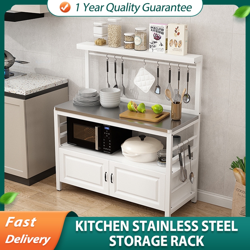 [Ready Stock] Kitchen Rack Floor Storage Rack Stainless Steel Cutting ...