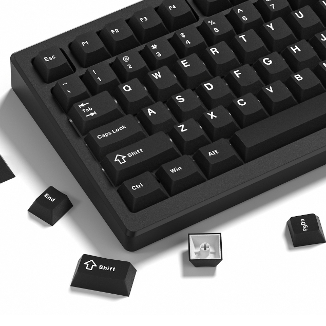 124 Keys Pure Black Custom PBT Doubleshot Keycaps Cherry Profile Key ...