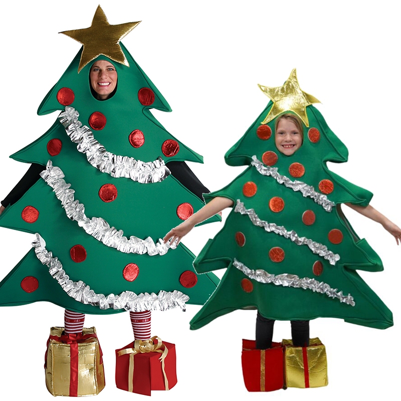2025 New Year Child Christmas Tree Cosplay Outfit Adult Green Christmas ...