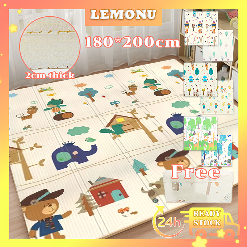 【Local Delivery】Playmat Baby 2cm XPE Crawling Pad Thick baby Carpet Play Mats 180x200cm Foldable ...