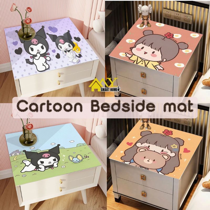 9 Sizes Cartoon Girls Waterproof PVC Bedside Table Mat Kuromi Sanrio ...