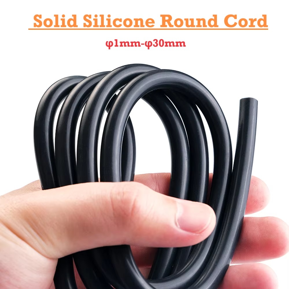 Black Solid Silicone Round Cord Dia 1-20mm Rubber Gasket Trim Seal ...