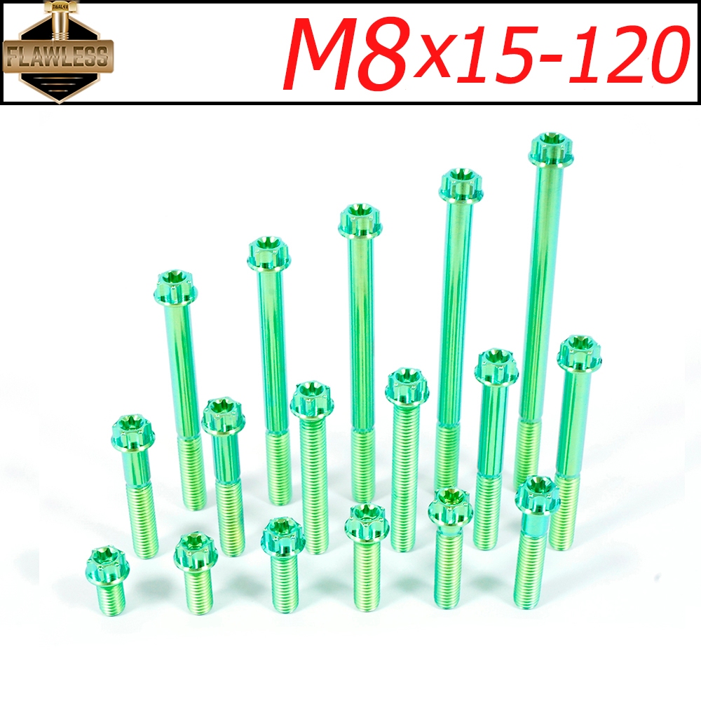 FLAWLESSTI M8x15-120 mm Gr5 Titanium Bolt Exhaust Pipe Handle Bar Bolt ...