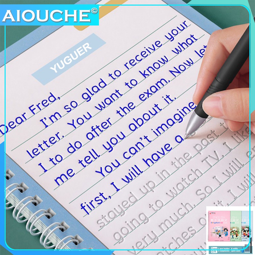 3 Book/set Hengshui Reusable English Word font copy book Set copybook ...