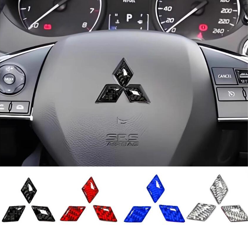 1 x Carbon Fiber Mitsubishi Logo Steering Wheel Emblem Sticker For ...