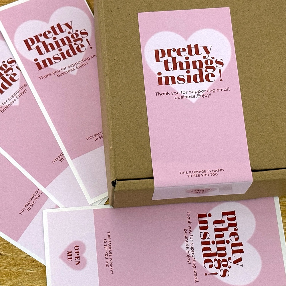 30/50 Pieces 6*15cm "Pretty Things Inside" Stickers Rectangular Sealing Labels Thank You For ...