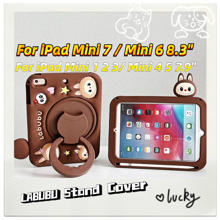 360 degree Rotating Stand Kids Safe LABUBU Stand Cover iPad Mini 7 Case ...