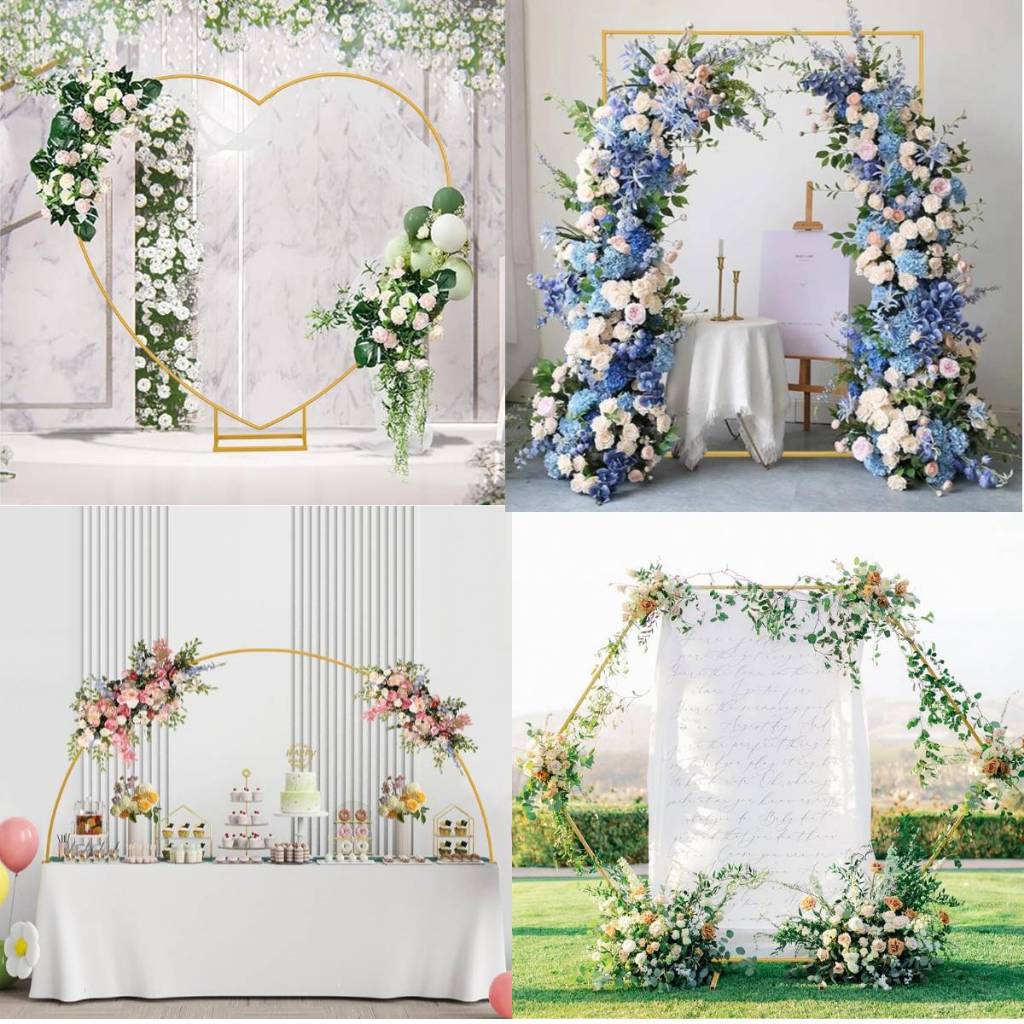 【New】Hexagonal Wedding Arch Stand Metal Square Balloon Arch Kit ...