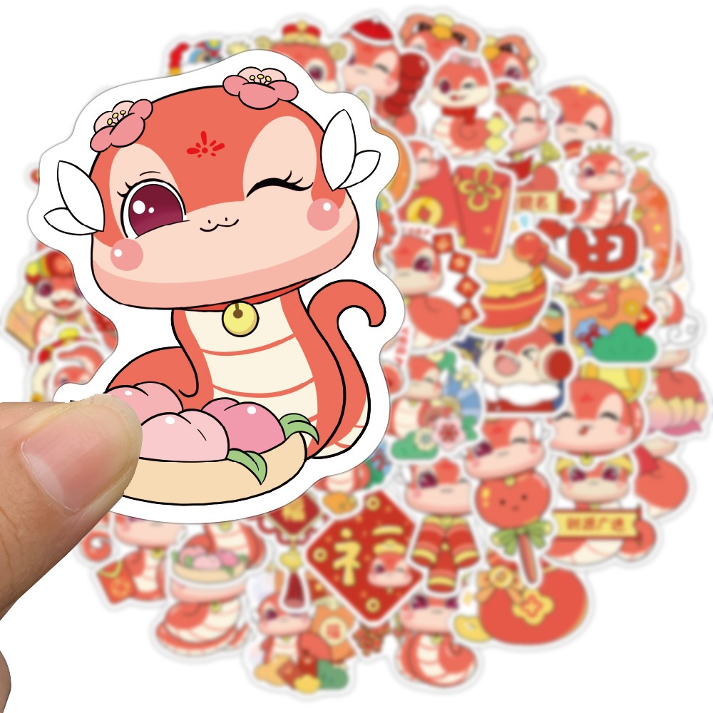 [Large Sticker]50pcs Chinese New Year Snake Year Stickers for Laptop ...