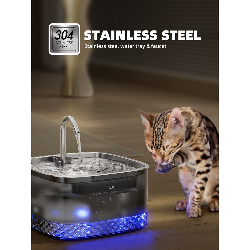 Cat Water Fountain for Drinking Faucet-Shaped 75oz/2.2L Pet Drinking ...