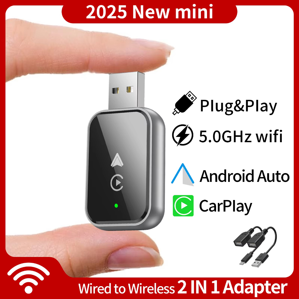 2 in 1 Wireless Apple CarPlay Dongle Receiver Adapter Android Auto ...