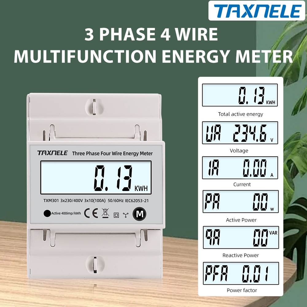 Multifunction 380V 3 Phase 4 Wire Wattmeter Power Bidirectional Energy ...