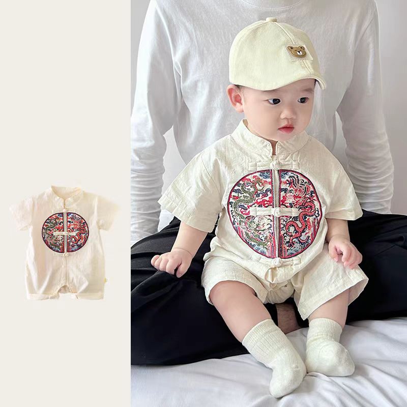 Newborn baby clothes boys cotton short sleeved baby Chinese retro Tang ...