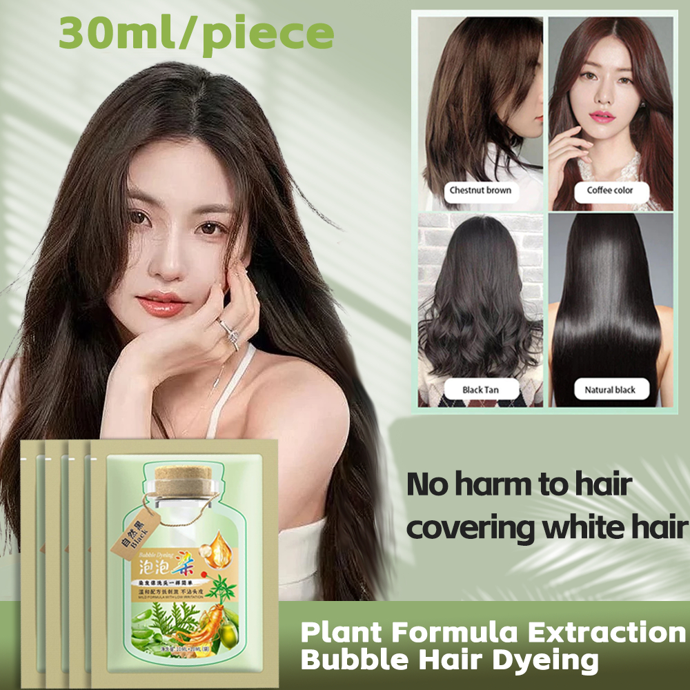 30ml Bubble Plant Hair Dye Hair Coloring Shampoo DIY color 植物泡泡染发剂 染发膏 Cover White Hair Pewarna ...