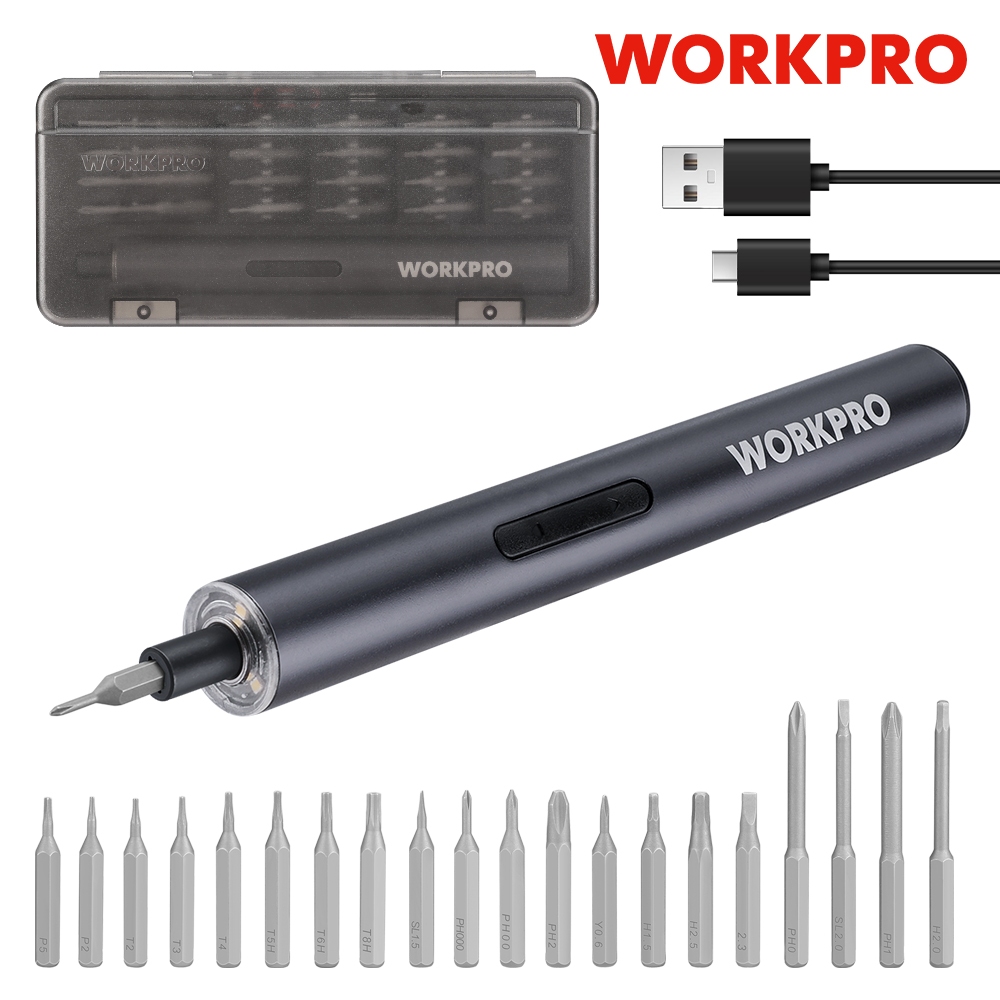 WORKPRO 20PCS Mini Electric Precision Screwdriver Magnetic Rechargeable ...