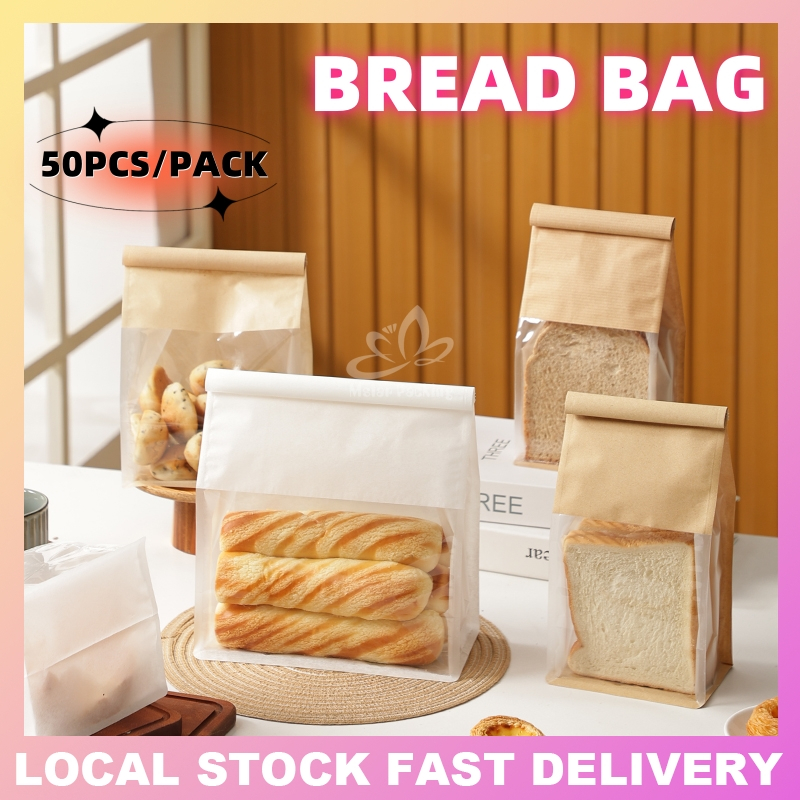 50pcs Bread Bag Toast Bags Food Grade / Plastic Roti Beg Food Packaging ...