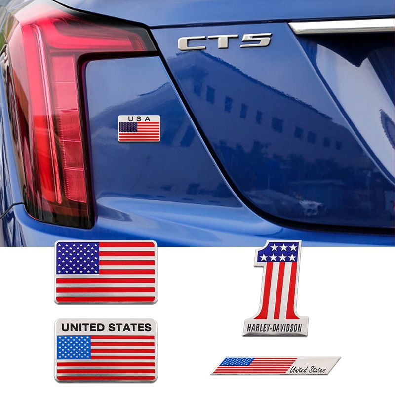 American Flag Map Car Sticker Scratch Sticker Tail Mark Nameplate Car ...
