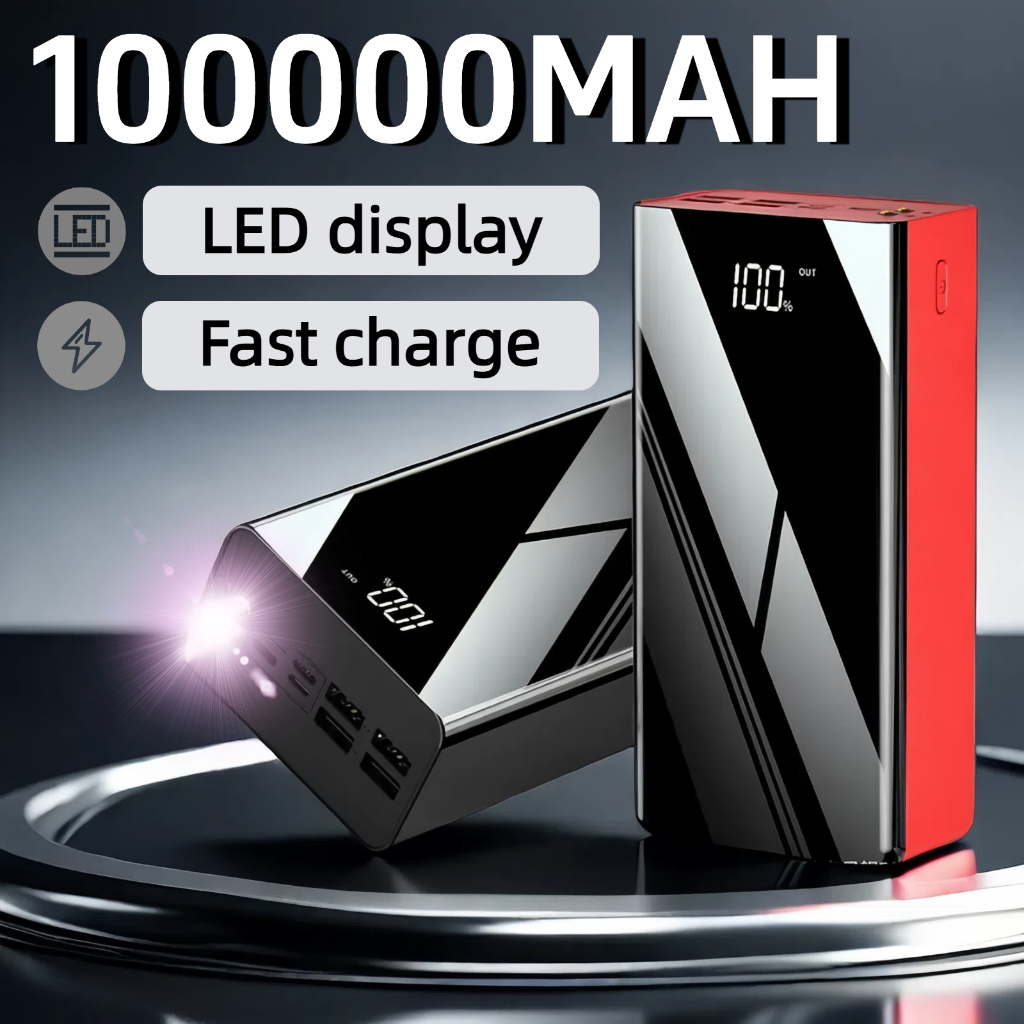 Original 100000mah Powerbank Fast Charge 4 Output 3 Input Portable ...