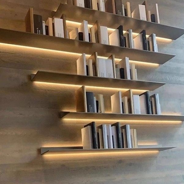 Ready Stock + COD | Heavy-Duty Metal LED Wall Shelf Multi-Size (Gold/Black/Silver) with Lighting ...