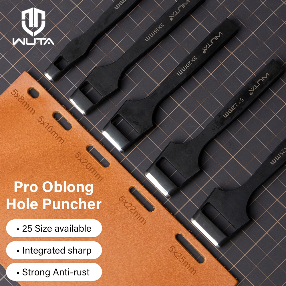 WUTA Leather Hole Puncher Professional Flat Hollow Punches Oblong Oval ...