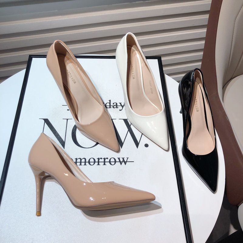 Patent leather Elegant Pointed Heels Stiletto Korean Fashion High Heel ...