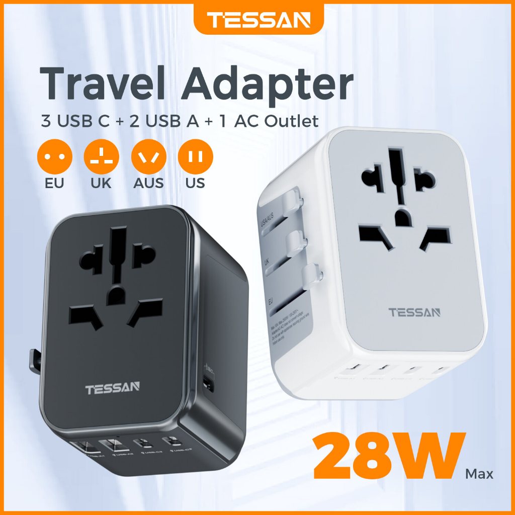TESSAN Universal Travel Adapter International Plug Adaptor 5.6A Smart ...