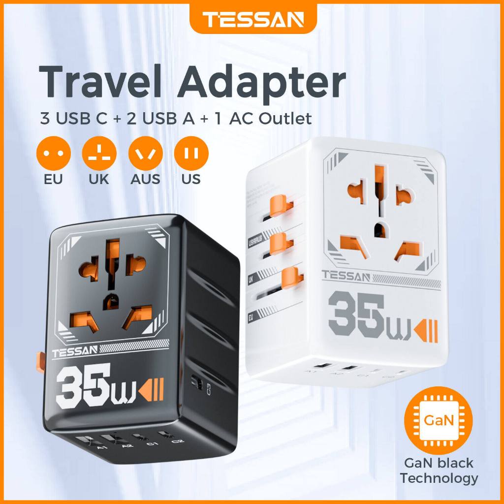 TESSAN Travel Adapter Universal Plug With 4 USB + Type C, International ...
