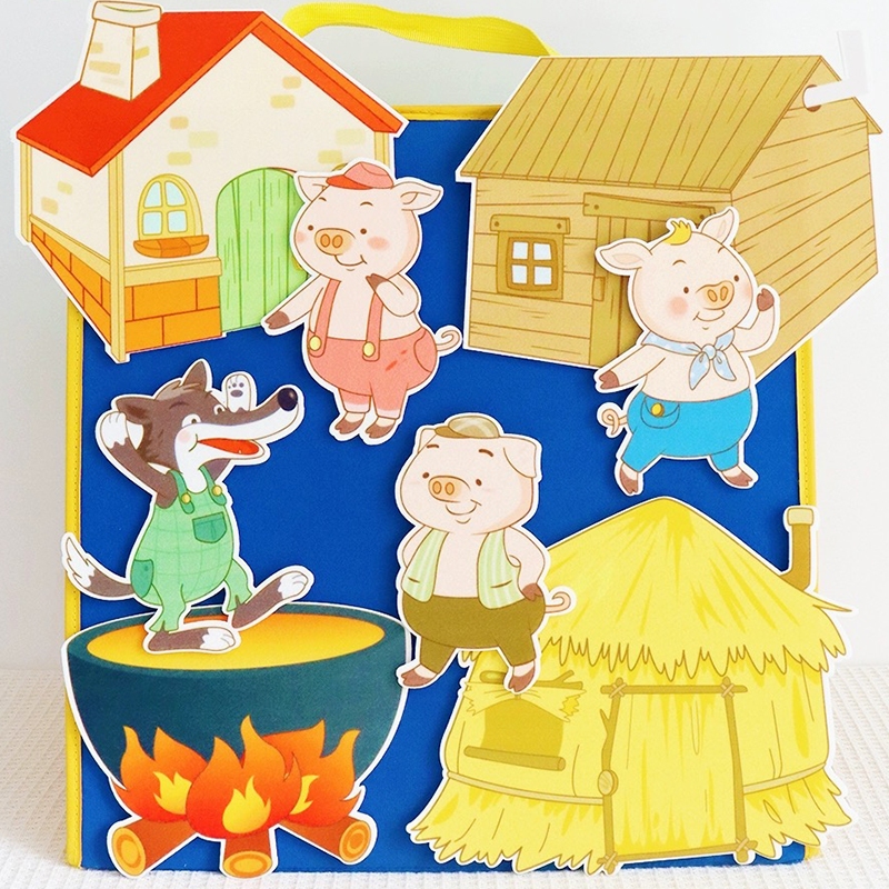Three little pigs pre-cut felt pieces, preschool activity flannel ...